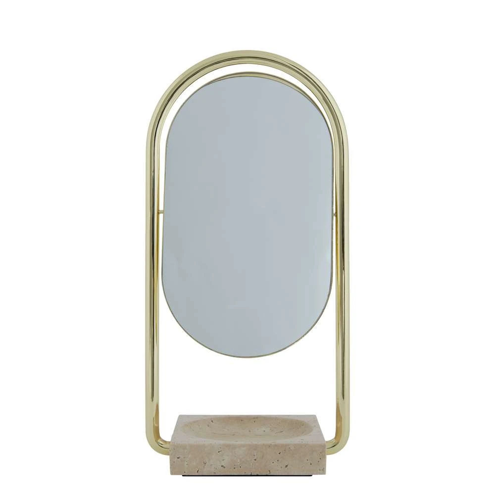Angui Tisch Spiegel Gold Travertine AYTM